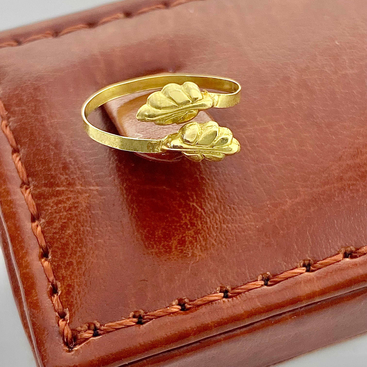 18K Real Gold Double Leaf Ring – Embellish Gold